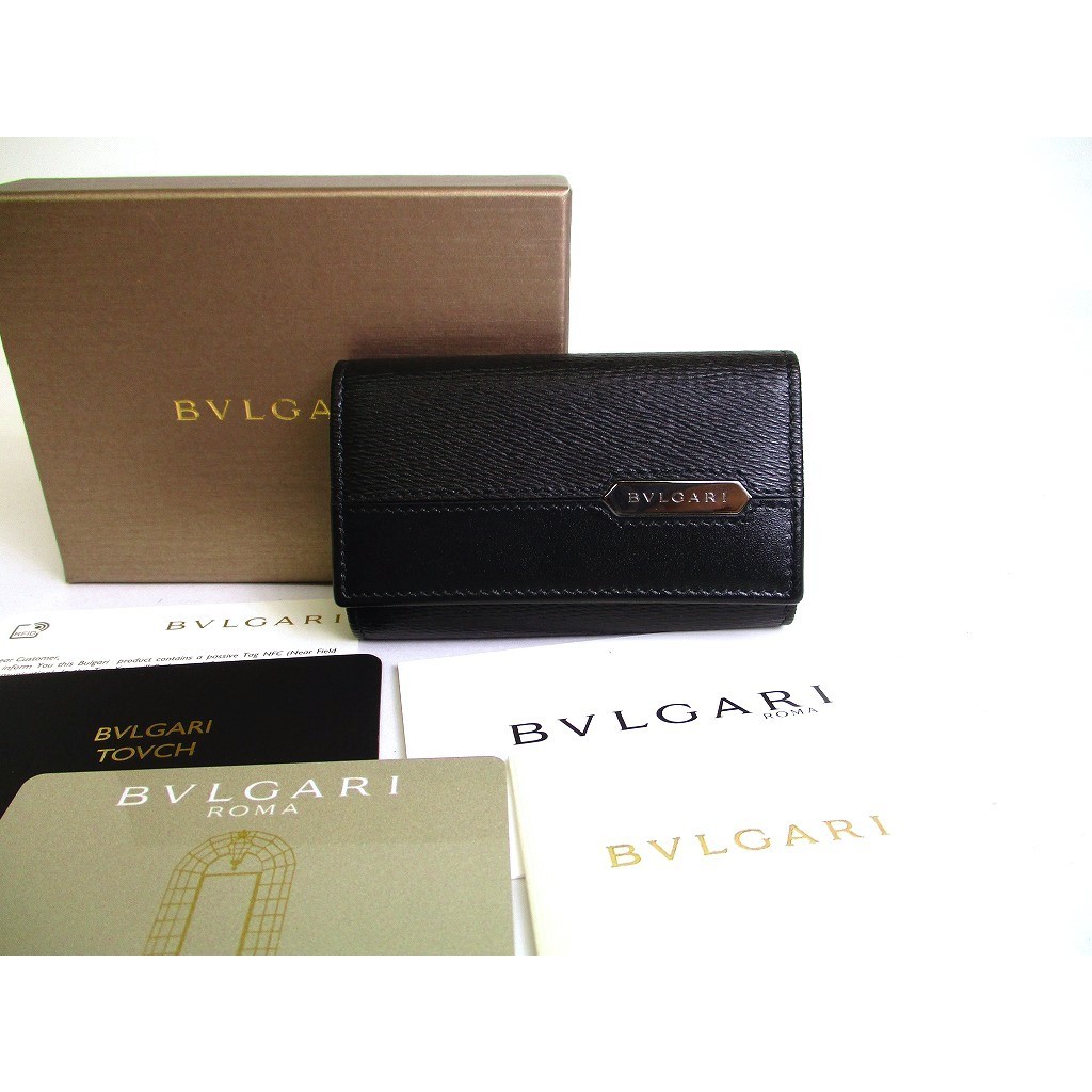 Authentic BVLGARI Black Leather 6 Pics Key Cases #a086 Pre-owned ...