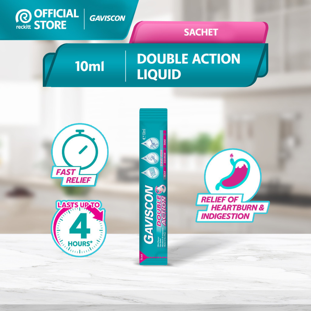 Gaviscon Double Action Liquid Sachet (10ml) - Fast Relief Heartburn ...