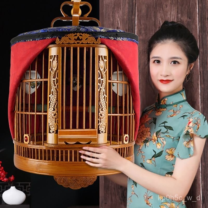 (Hot Sale)Bird Cage Large Full Set of Bamboo round Cage Bamboo Cage ...