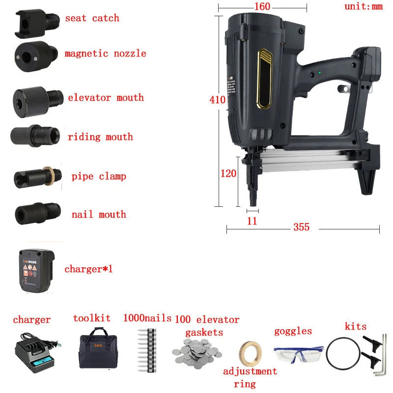 Pneumatic Nail Gun 7. 2V Lithium Battery Electric Nail Gun Air Stapler ...
