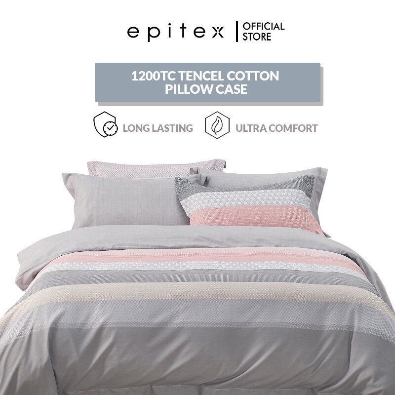 Epitex (Pillow Case) 1200TC Hybrid Botanic Silk Pillow Case (1pcs ...
