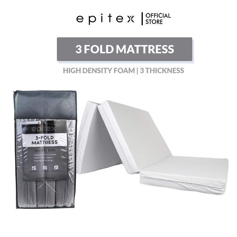 Epitex High Density Foam 3 Fold Mattress | Single Size Mattress (Medium ...