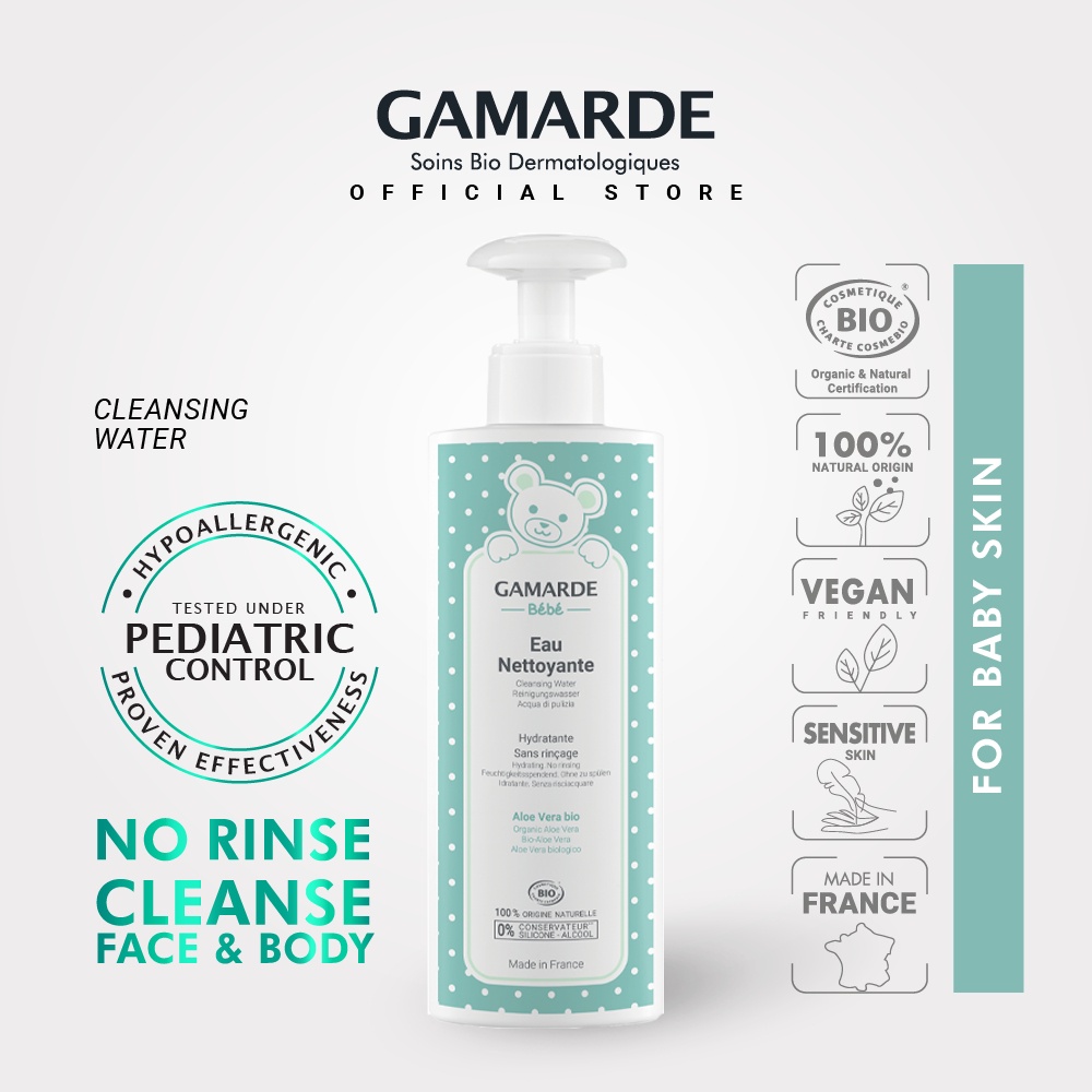 GAMARDE BEBE Organic Cleansing Water No Rinse, For Face & Bottom ...