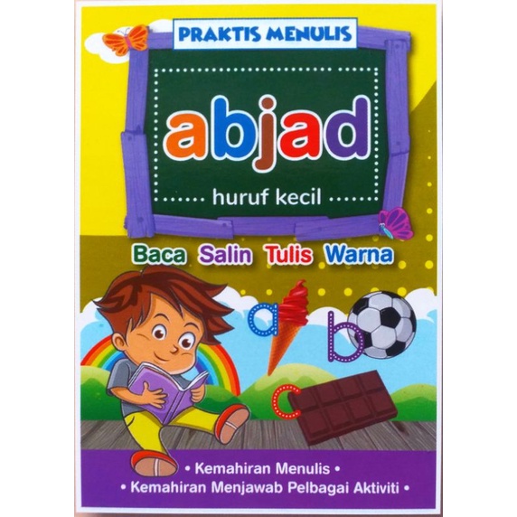 Praktis menulis abjad huruf kecil latihan baca salin tulis warna ...