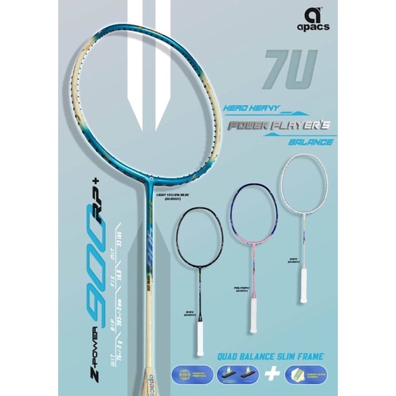 Apacs Z-Power 900PR+ Super Lite 7U Badminton Racket ( Free Stringing ...