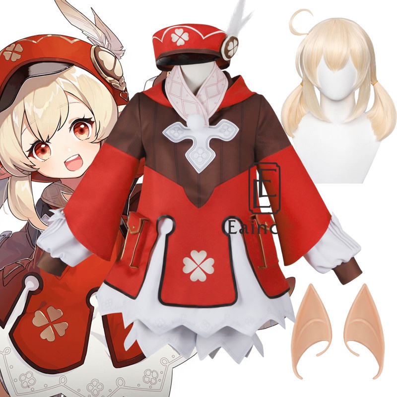 Genshin Impact Klee Cosplay Costume Klee Outfits Dress Hat Wig ...
