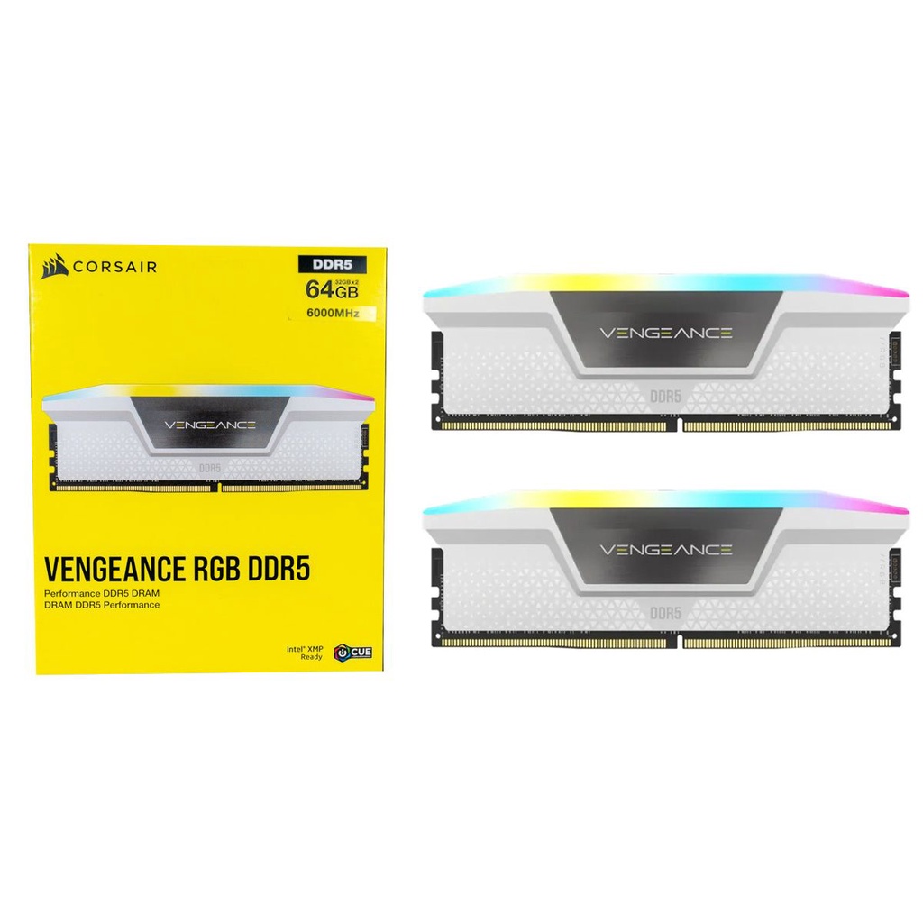Corsair VENGEANCE RGB 64GB(2x32) DDR5 DRAM 6000MHz CL30 Memory (White ...