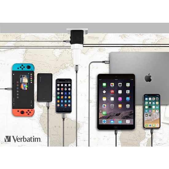 Verbatim 5 Ports Travel Charger 4 USB Ports & 1 Type-C - Max 5.6A ...