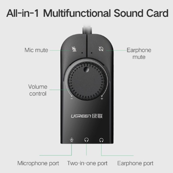 UGREEN USB 2.0 External Stereo Sound Adapter With 3.5mm Microphone ...