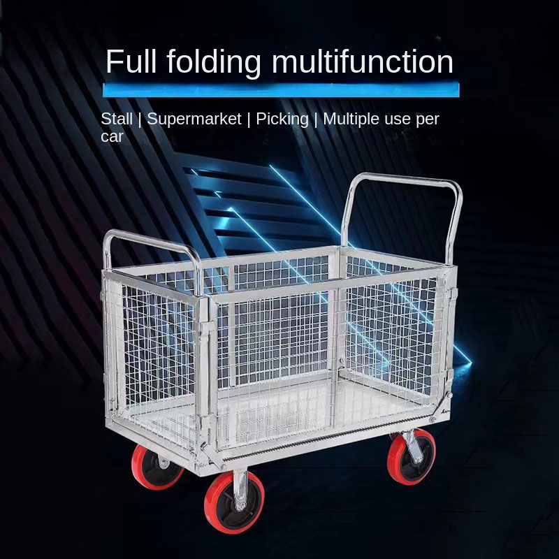 Fully folding fence grid logistics pull truck flatbed warehouse ...