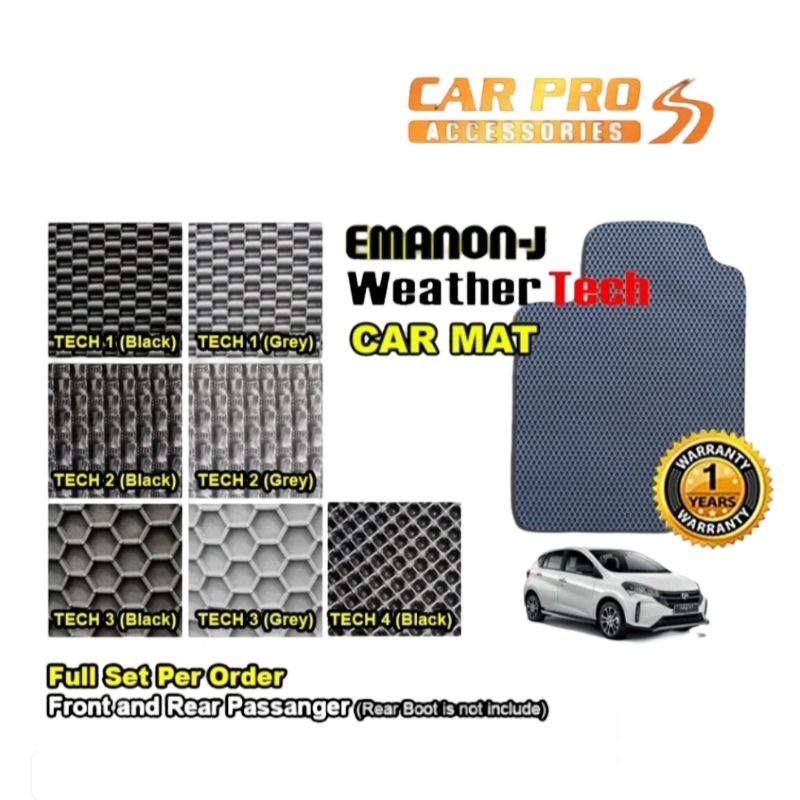 Perodua Myvi 2018 - 2023 FULL SET Car Mat Weather Tech for Car Carpet ...
