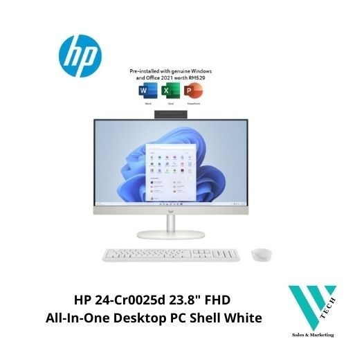 HP 24-Cr0025d 23.8" FHD All-In-One Desktop PC Shell White (I5-1335U ...