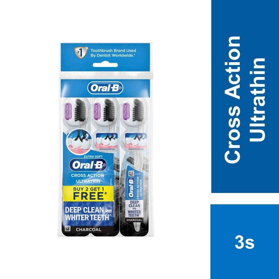 Oral-B Cross Action Ultrathin Charcoal Toothbrush 3s | Shopee Malaysia