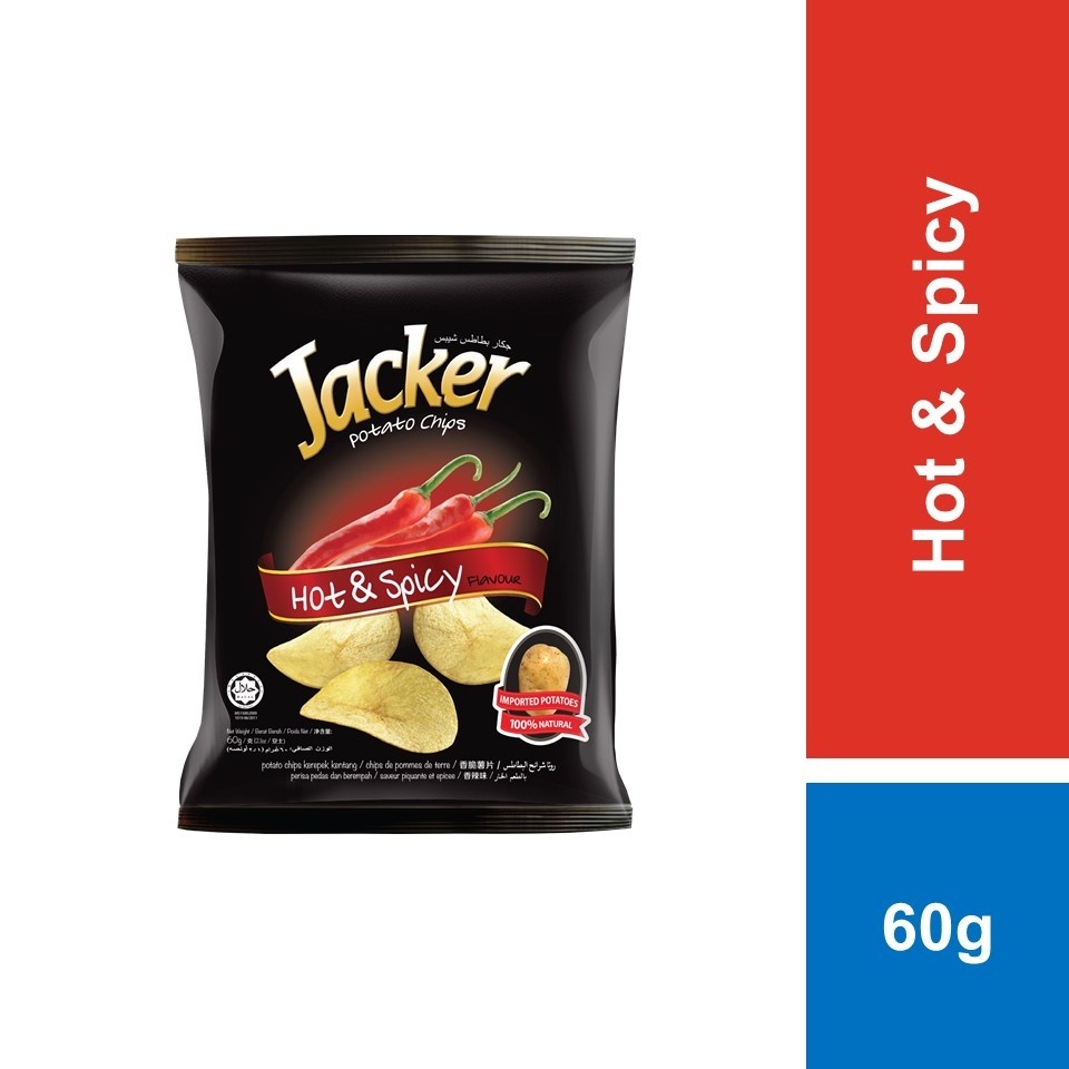 Jacker Potato Chips 60g - Hot & Spicy | Shopee Malaysia