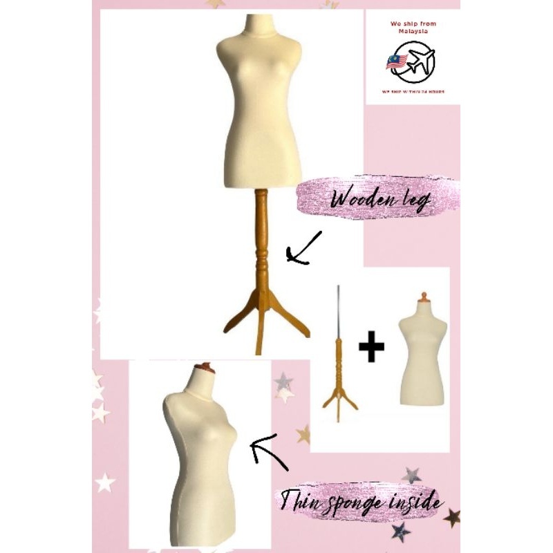 (Malaysia Ready Stock) Female Mannequin Wooden Leg Patung Display Kayu ...