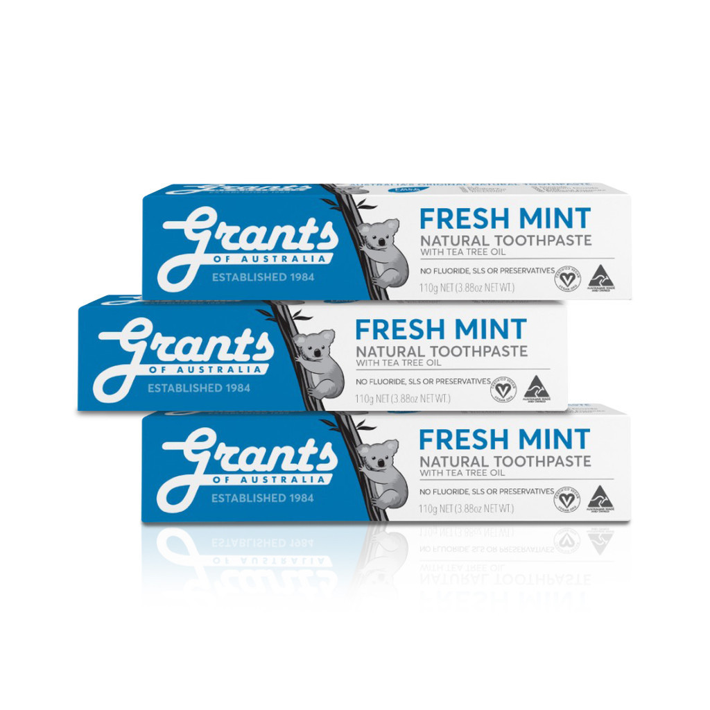 3x Grants Of Australia Natural Toothpaste Fresh Mint With Tea Tree Oil ...