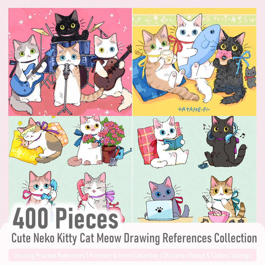 🔥 Drawing References Illustration - Cute Neko Kitty Cat Meow References ...