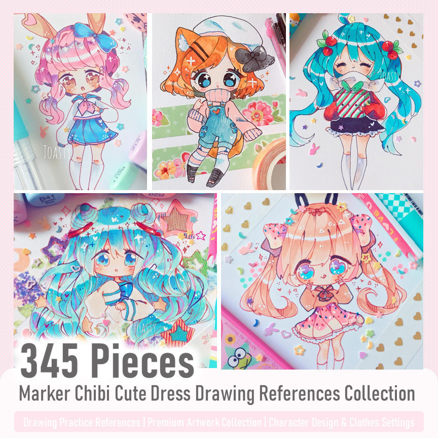 🔥 Drawing References Illustration - Marker Chibi Cute Dress References ...