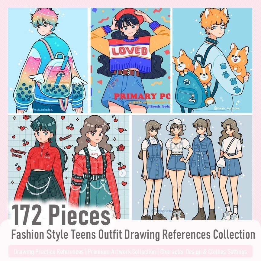 🔥 Digital Illustration Collection - Fashion Style Teens Outfit Drawing ...