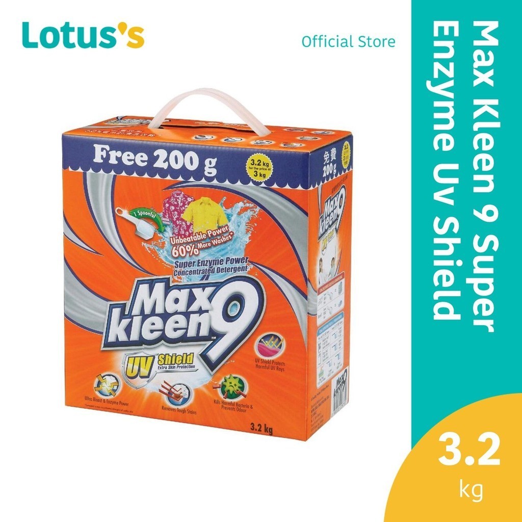 Max Kleen 9 Super Enzyme UV Shiled (3kg) [Free 200g] | Shopee Malaysia