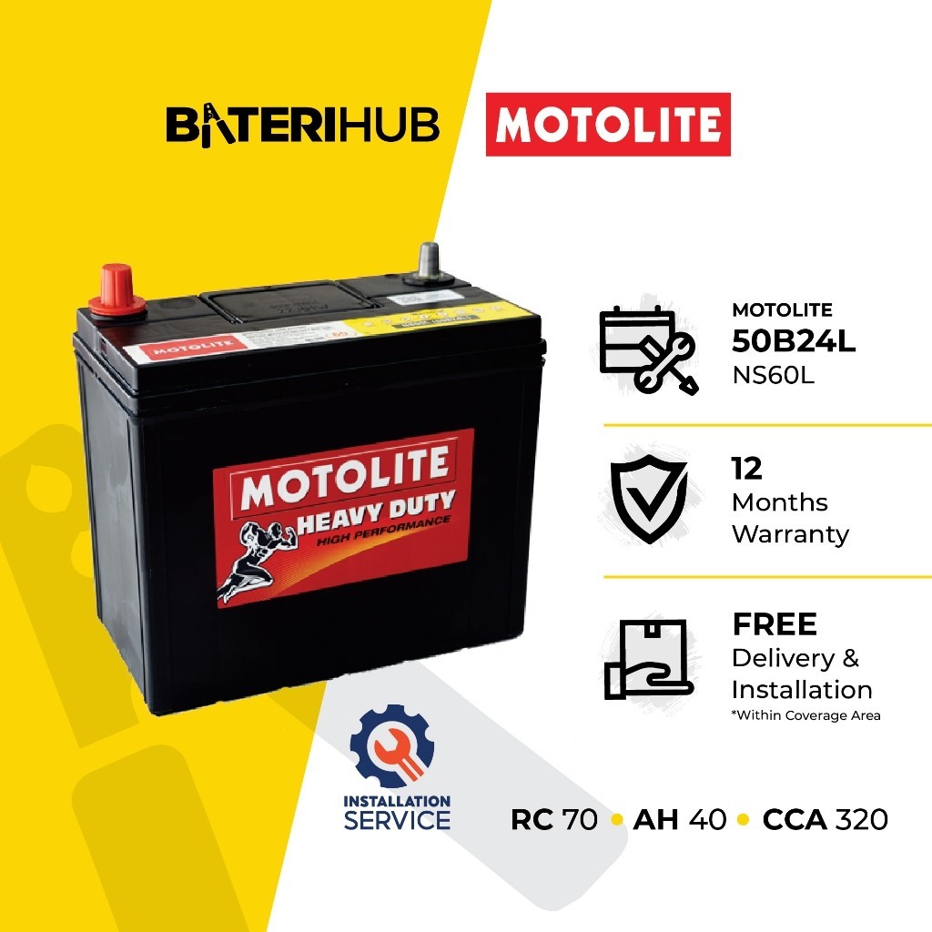 [Installation Provided] Bateri Kereta 50B24L Motolite Heavy Duty MF | Car Battery NS60L ...