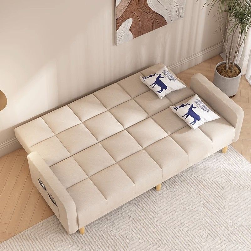 Nordic Style Fabric Sofa Small Apartment Foldable Dual-Use Sofa Bed ...