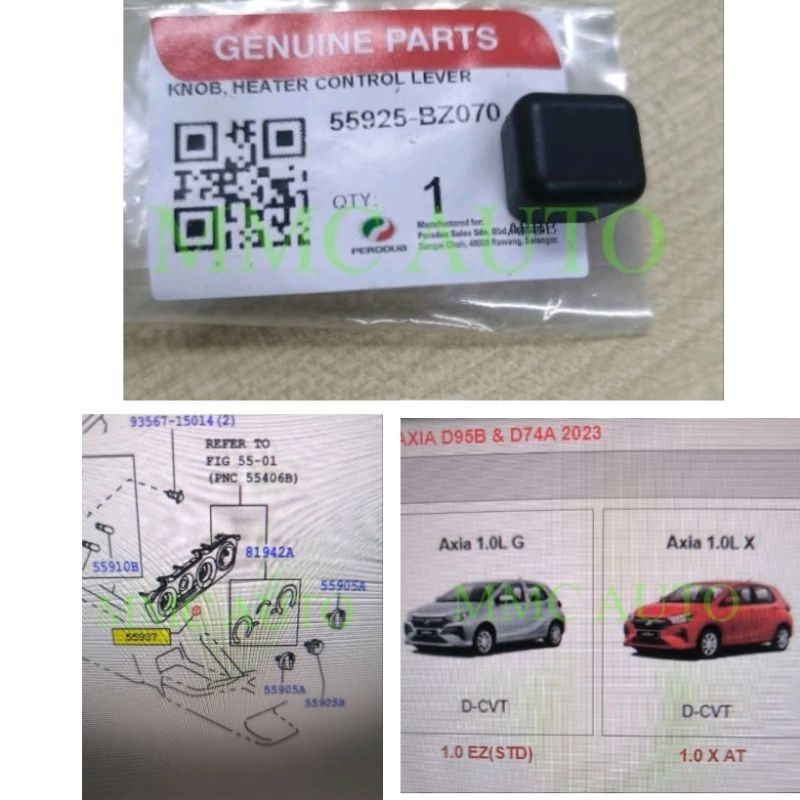 Perodua Axia 2023 D95b & D74a ( G & X Spec Use Only ) Air Cond Knob Cap ...