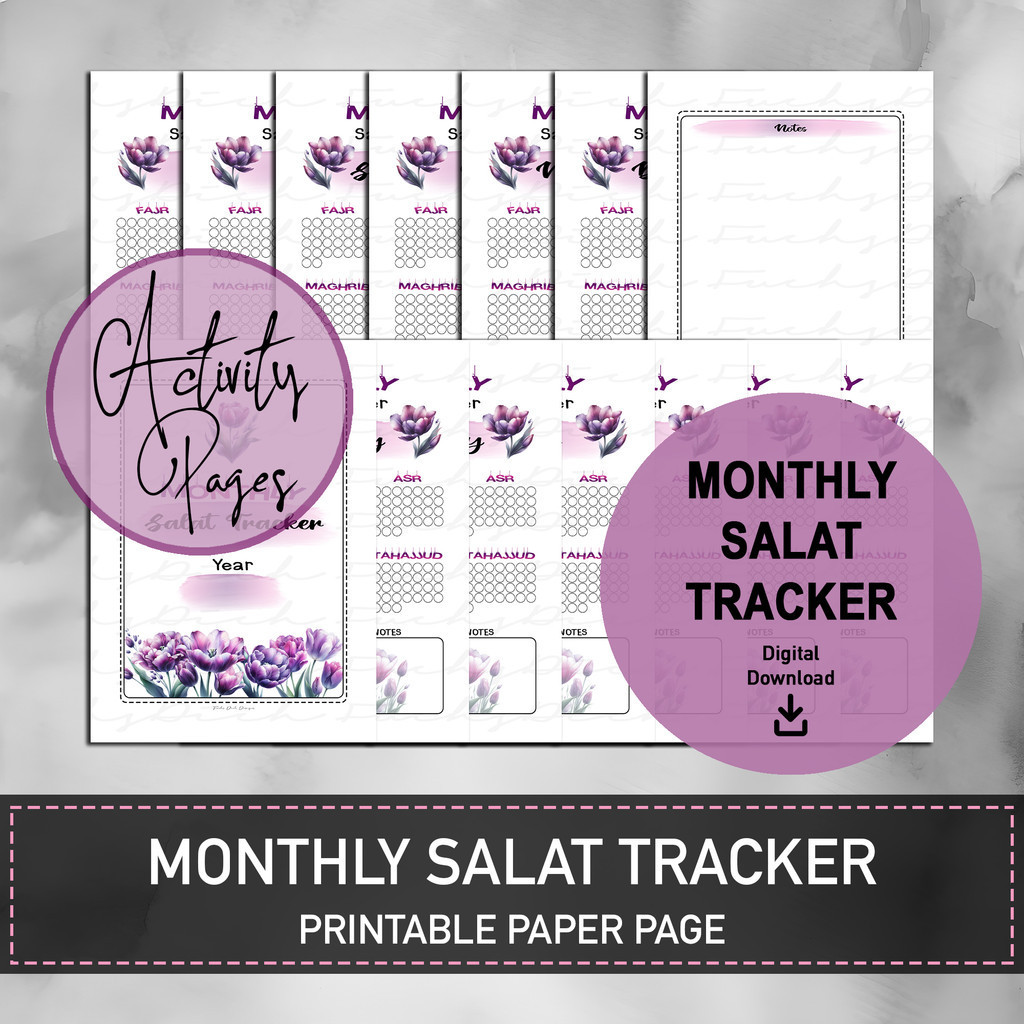 FuchsDich Printable Monthly Salat Tracker | Islamic Planner | Aktiviti ...