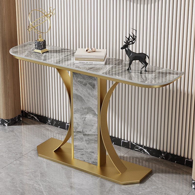 Italian Minimalist Iron Entrance Table Stainless Steel Rock Plate ...
