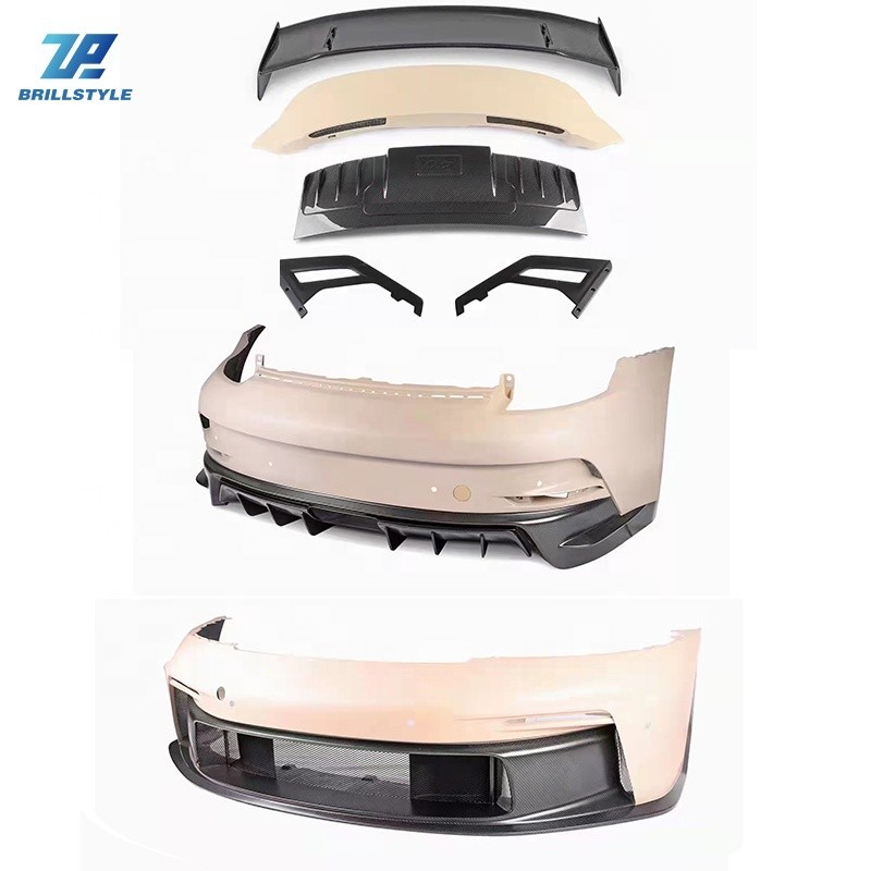 GT-3 Style Carbon Fiber Mix Fiberglass Front Bumper Rear Spoiler Body ...