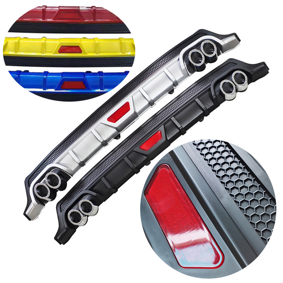 Universal Car Lips Rear Bumper Diffuser with Exhaust Tip ABS Plastic ...