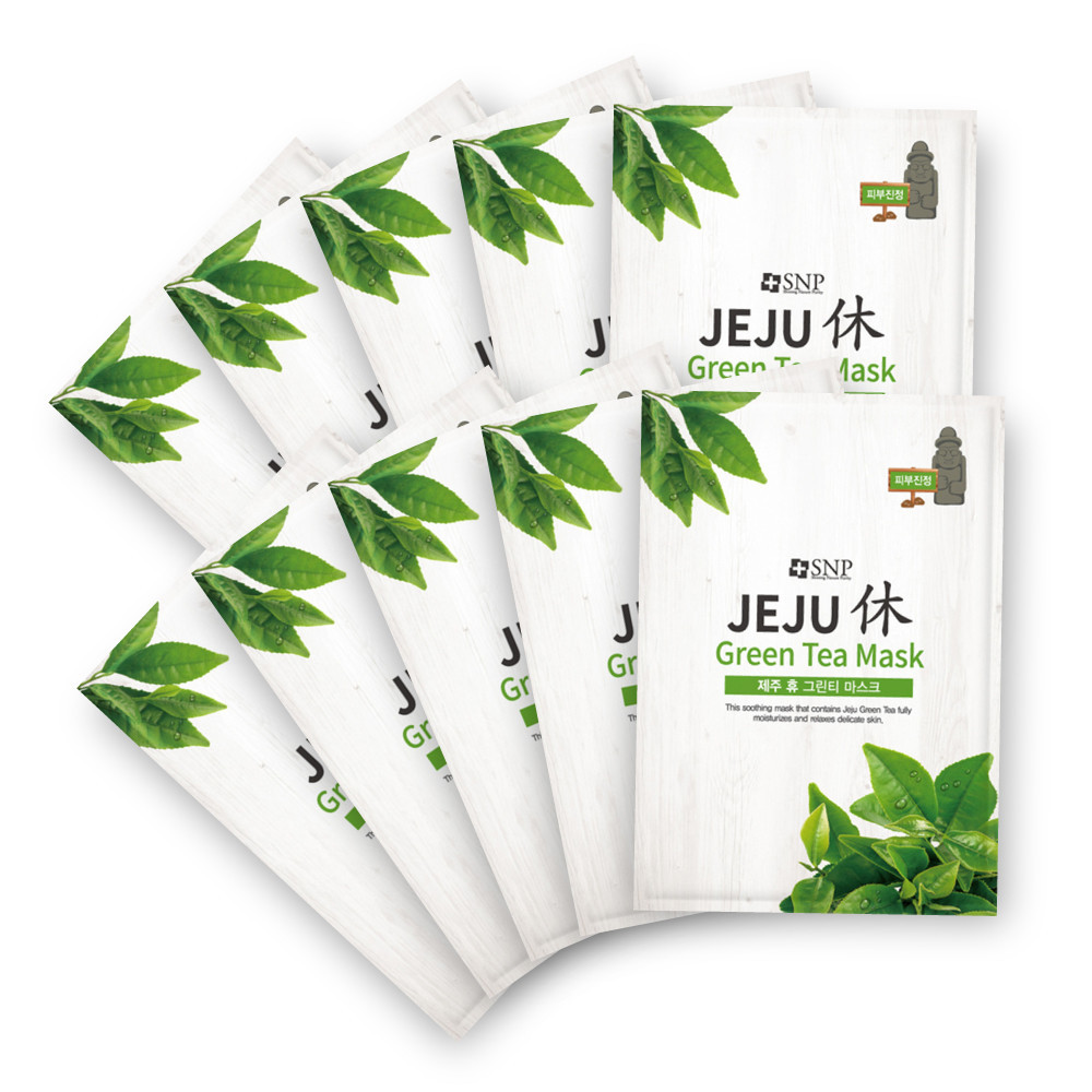 {Pack 0f 10} SNP Jeju Rest Green Tea Face Mask Maximum Hydration ...