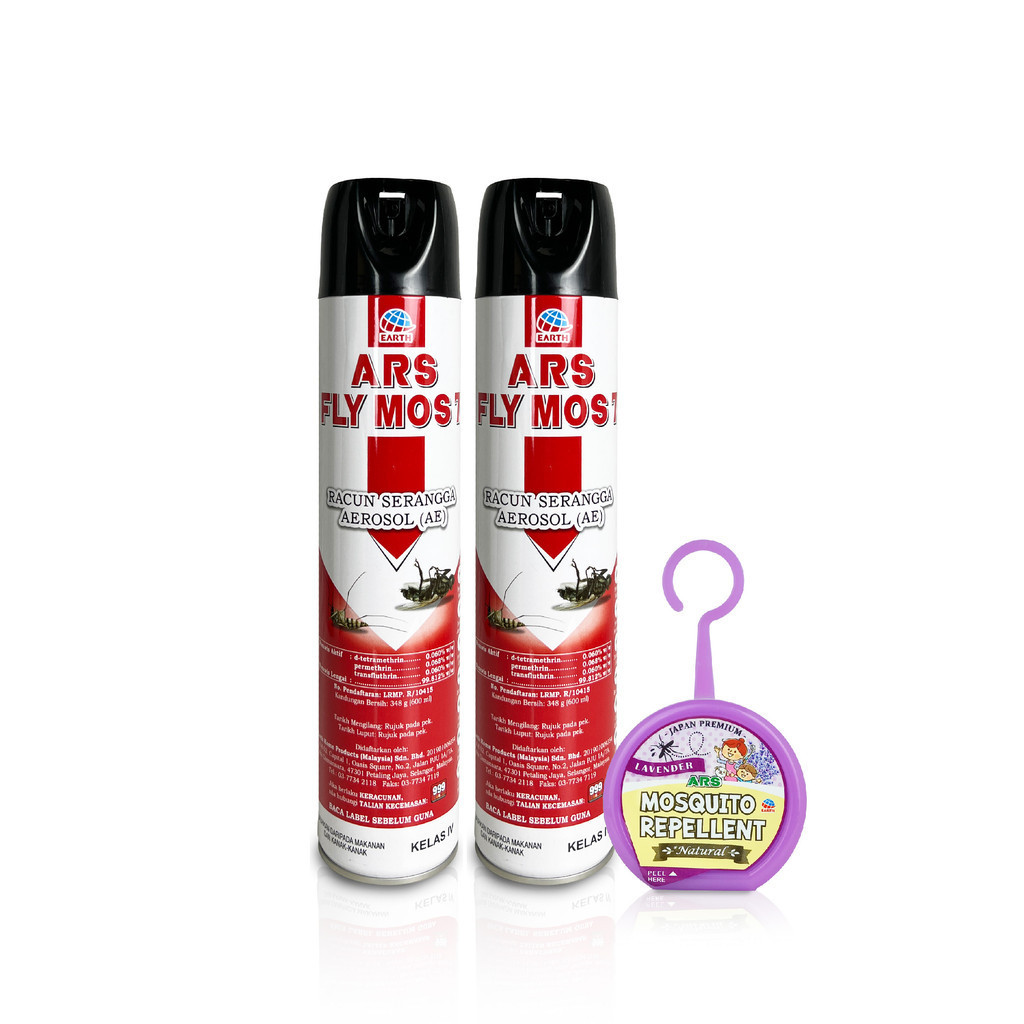 ARS Mosquito Killer & Repel Set- [2x 600ml] Fly & Mosquito Lemongrass ...