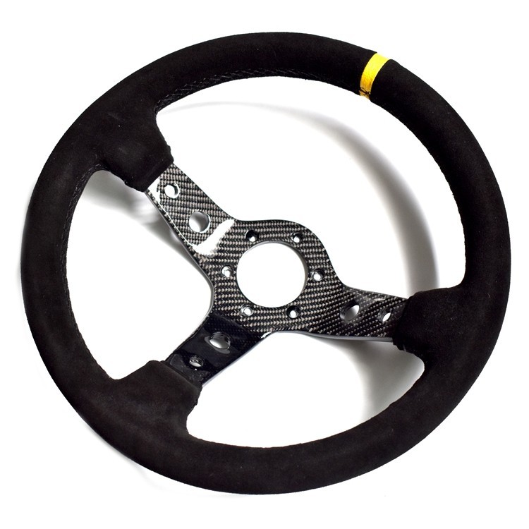 SK CUSTOM Universal Racing Car Steering Wheel Suede 14 Inch Deep Dish ...