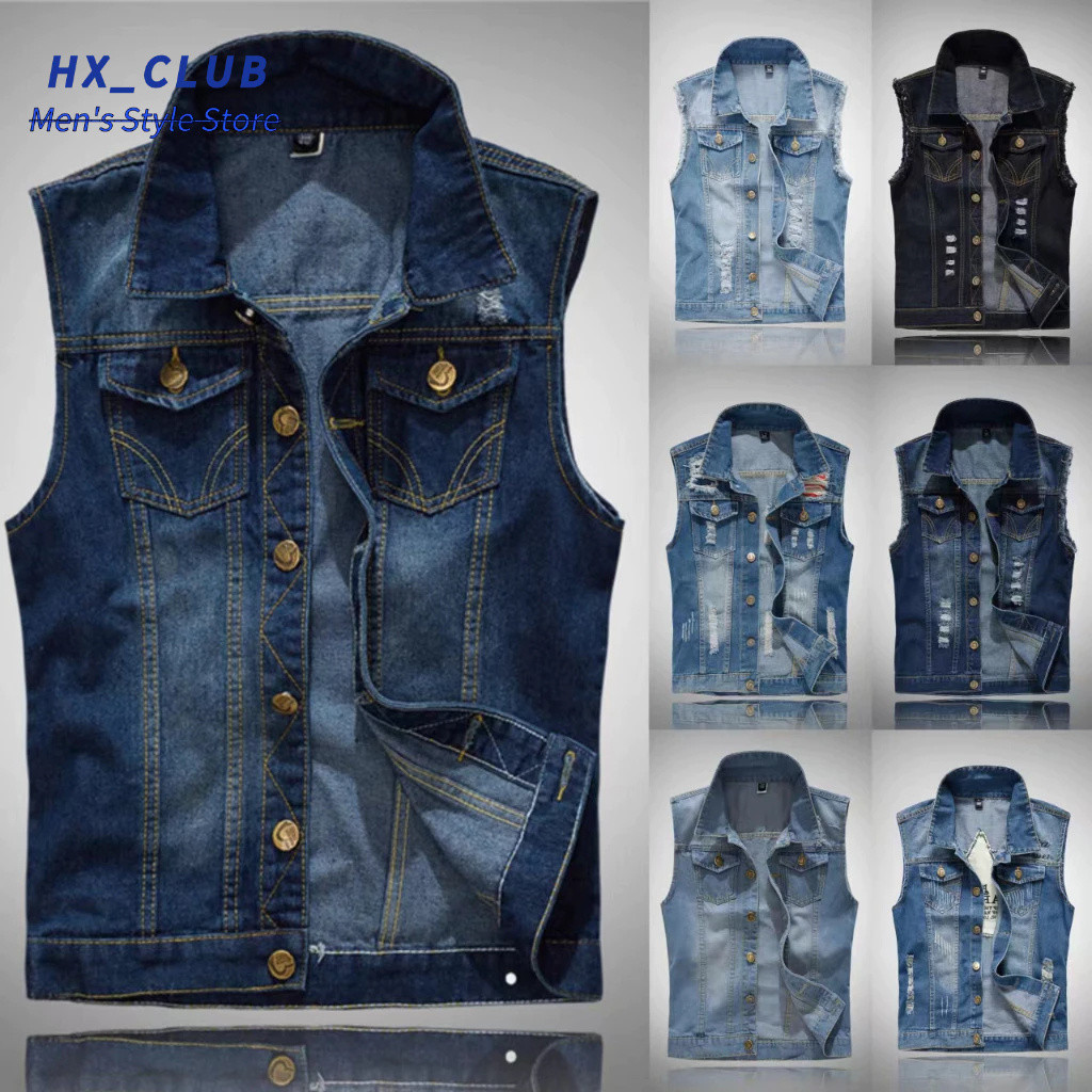 COD Men Jacket Sleeveless Denim Vest Casual Waistcoat Men Jean Vest ...
