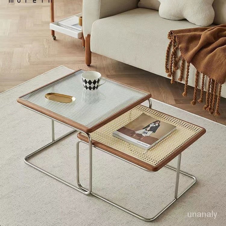 HY-6/Nordic Style Stainless Steel Solid Wood Glass Tea Table Size ...