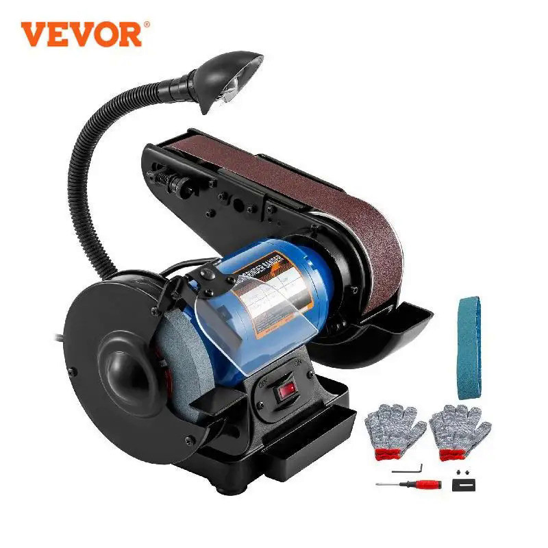 VEVOR 6Inch Desktop Grinding Wheel Belt Machine 250W with Lamp Knife ...