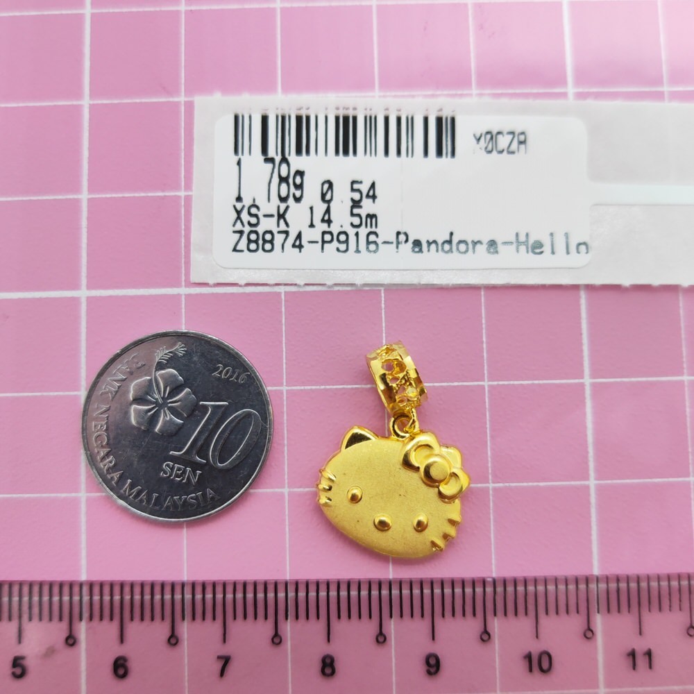 Emas916, Loket Pdr Hello Kitty Head 1.5 cm 8874 P N SoldOut | Shopee ...