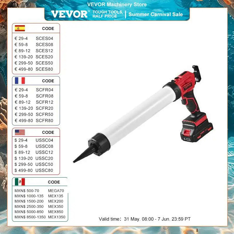 New listings VEVOR Cordless Caulking Gun 20oz/600ml 20V Electric Sausage Caulking Gun with 4 ...