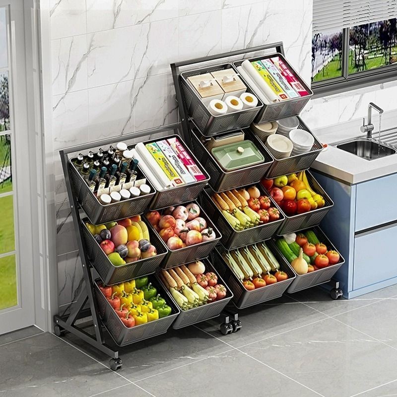 Get gifts/JY-H/Kitchen Basket Living Room Snack Rack Floor Multi ...