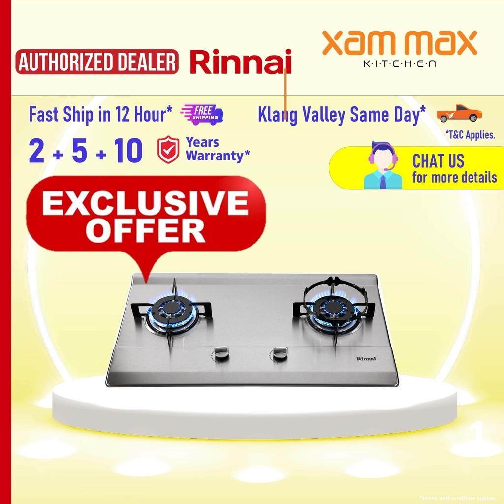 Rinnai RB-712N-S 2 Burner Built-in Stainless-Steel Cooker Hob / Kitchen ...