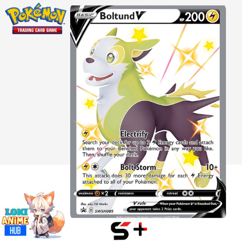Boltund #SWSH085 V SHINY Full Art Gred S+ Pokemon Card Game tcg ptcg ...