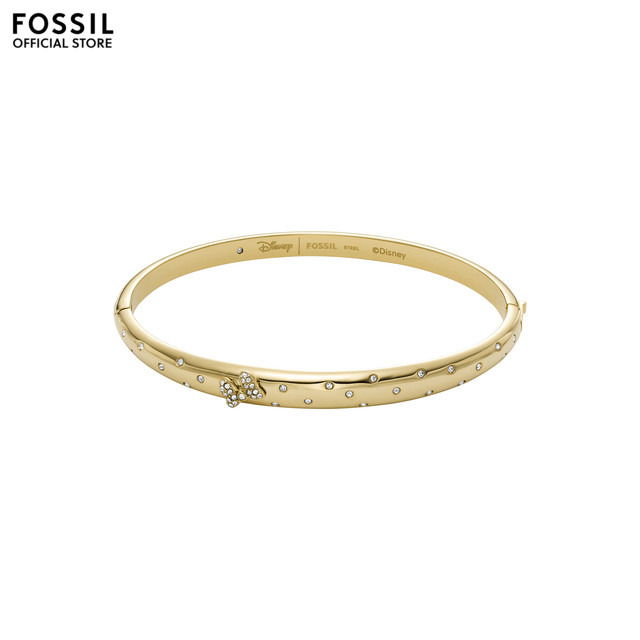 Fossil Disney 100 Minnie Stainless Steel Bow Bangle - Gold JF04623710 ...