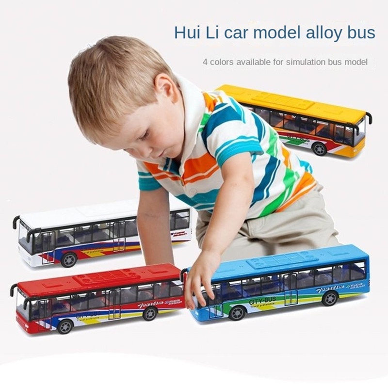 City Bus Alloy Push Pull Back Vehicles Mini Model Bus Children ...