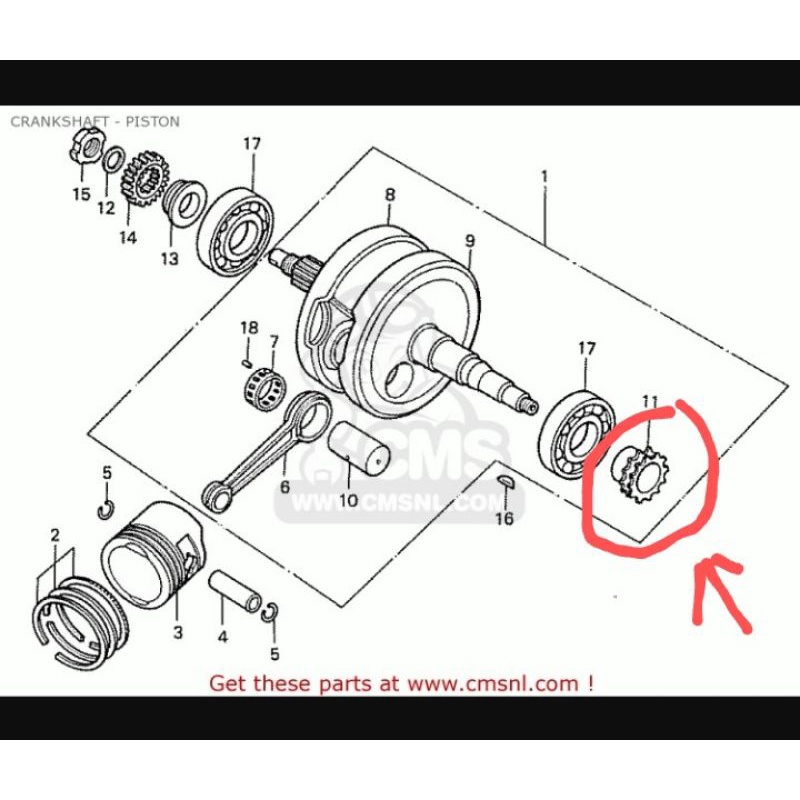 Honda Benly S110 Crankshaft Timing Gear original nos | Shopee Malaysia