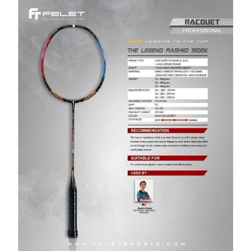 FELET THE LEGEND RASHID SIDEK LIMITED EDITION BADMINTON RACKET | Shopee ...