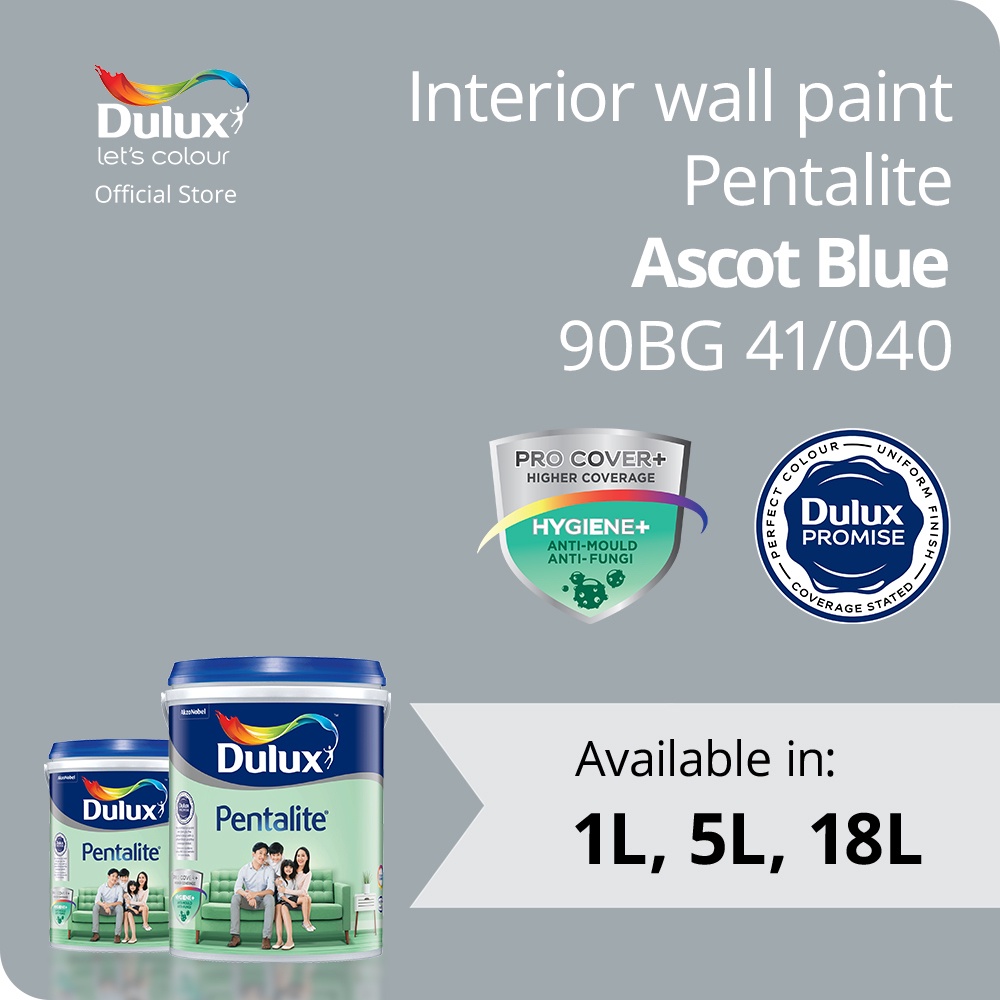 Dulux Pentalite Interior Wall Paint - Ascot Blue 90BG 41/040 | Shopee ...