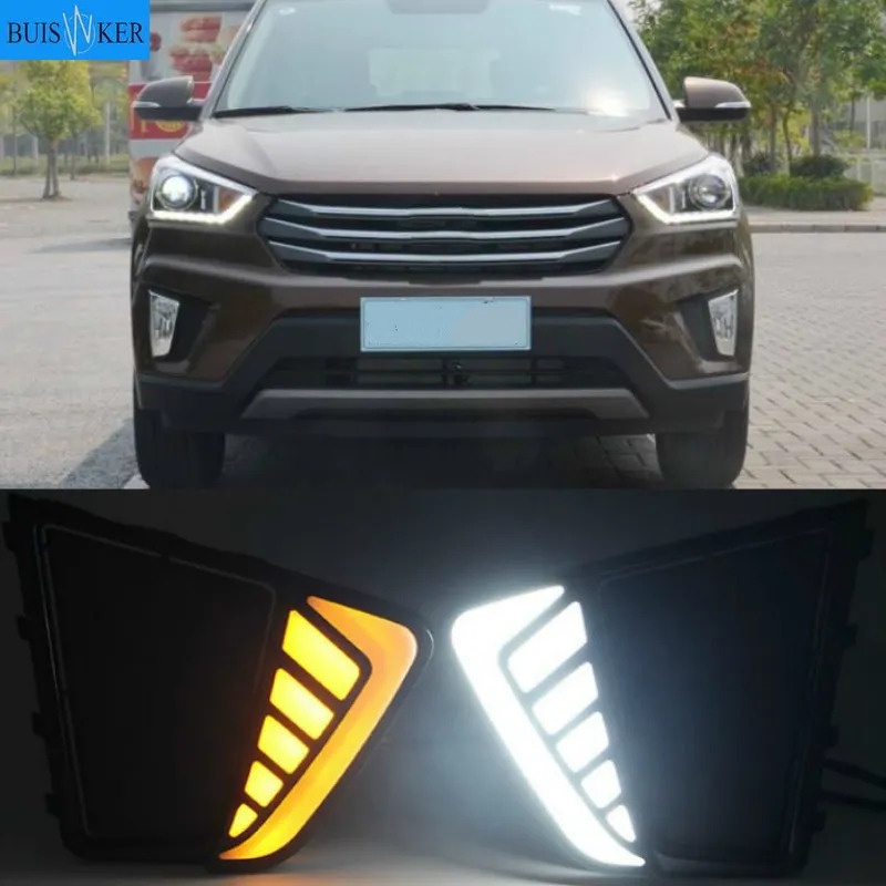 For Hyundai IX25 Creta 2015 2016 Front LED Daytime Running Light DRL Driving Fog Lamp Fog light ...