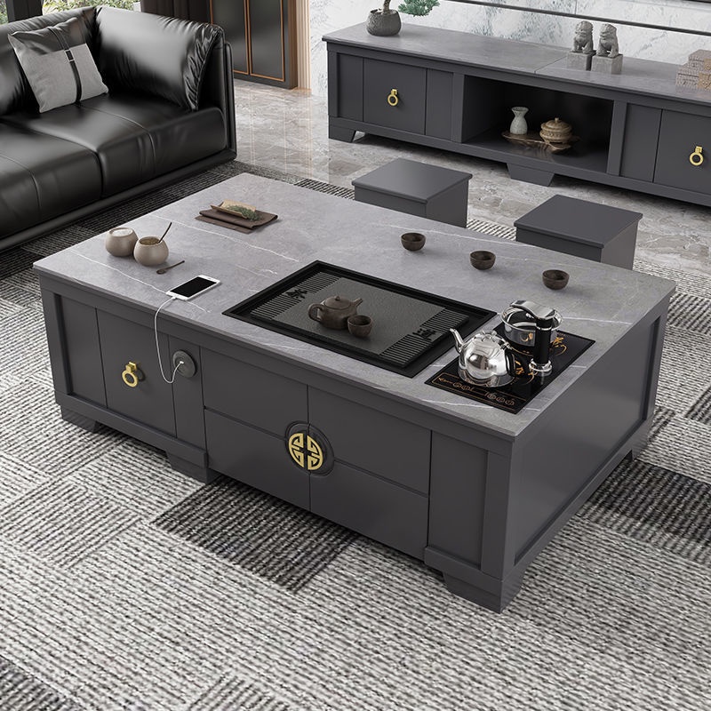Stone Plate Kung Fu Coffee Table with Refrigerator Tea ...