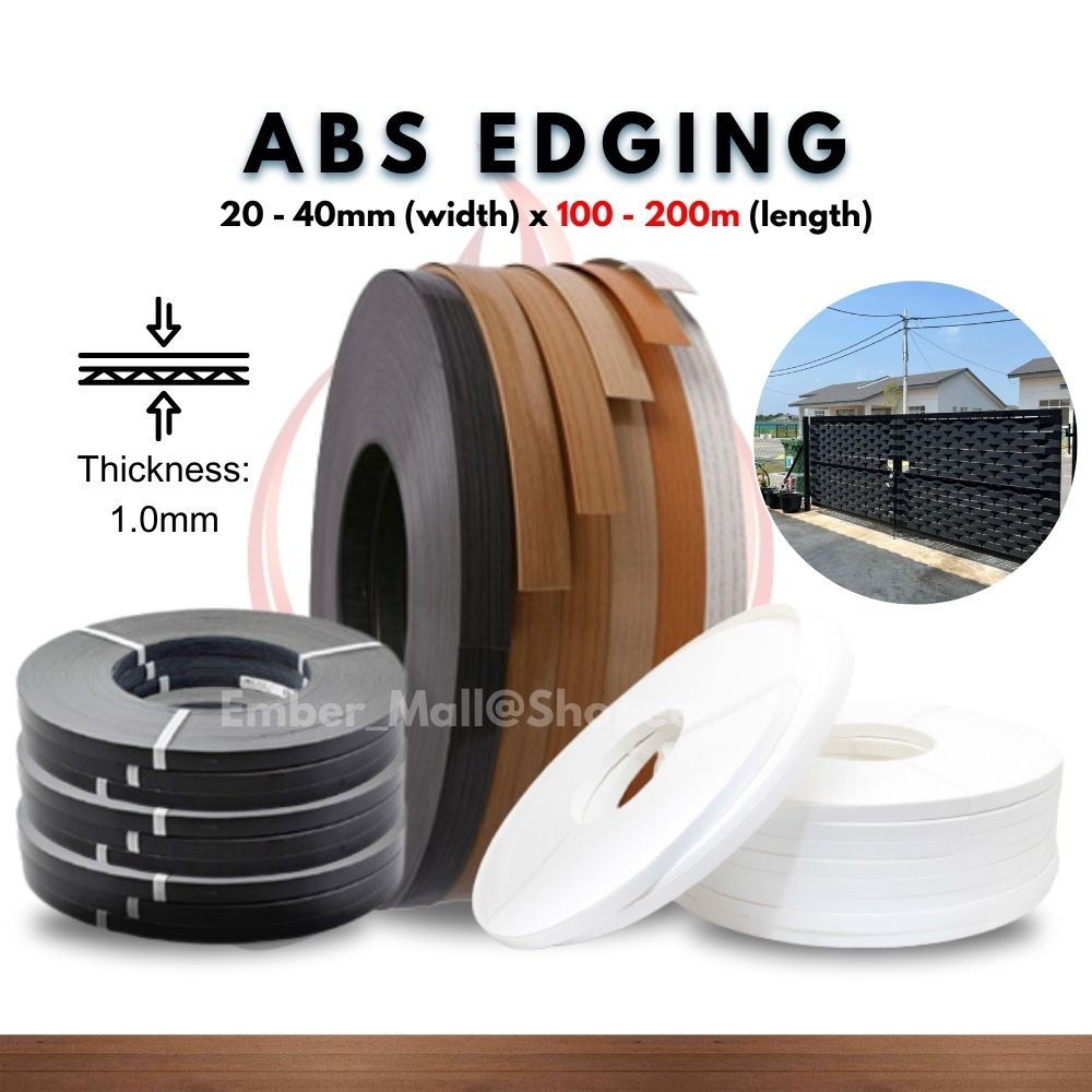 ABS Edging Plain White/Black/Wood Grains (20mm-40mm) Banding Sisi Papan ...